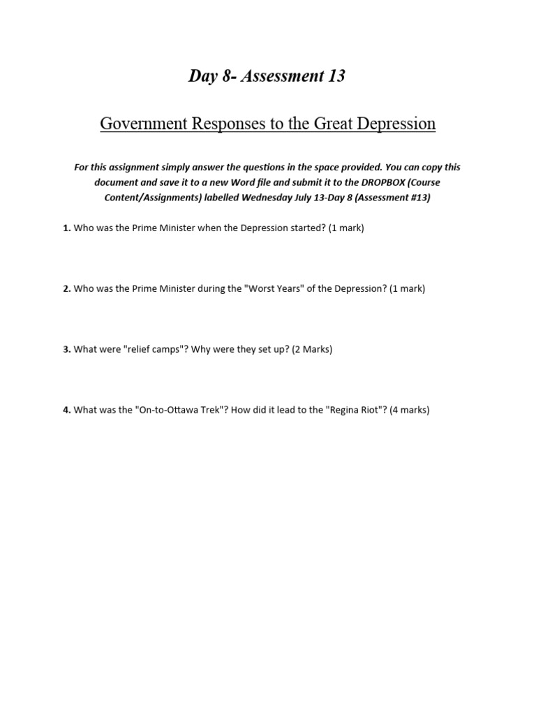 Government Responses to Great Depression | PDF