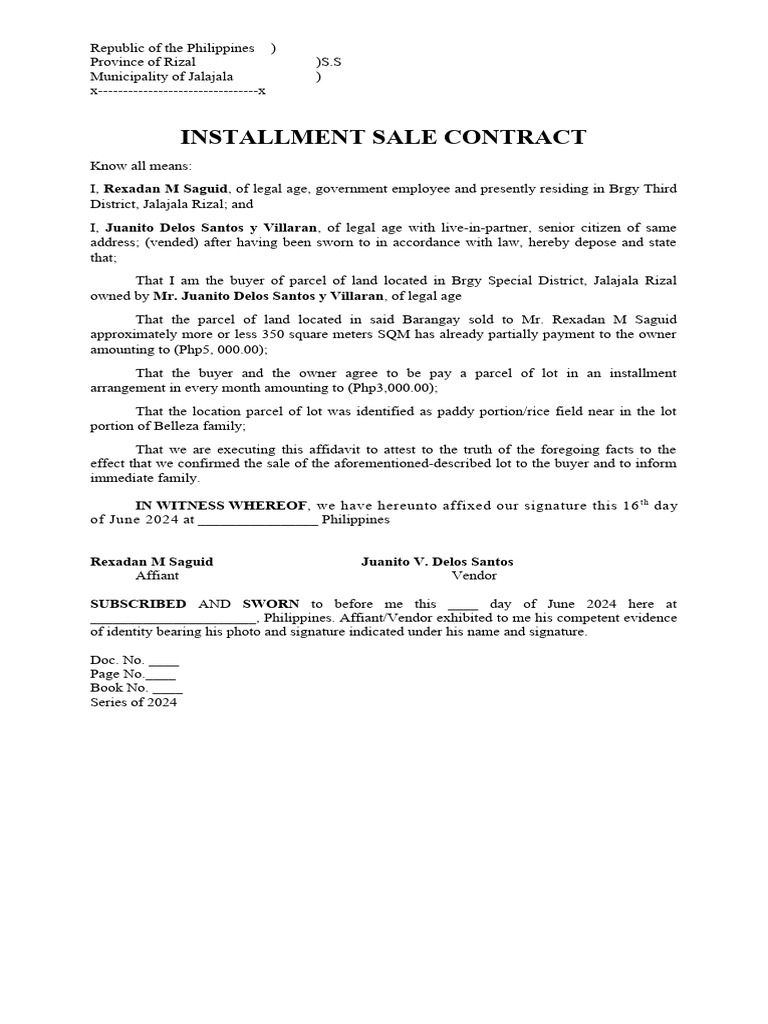 Installment Sale Contract | PDF | Law