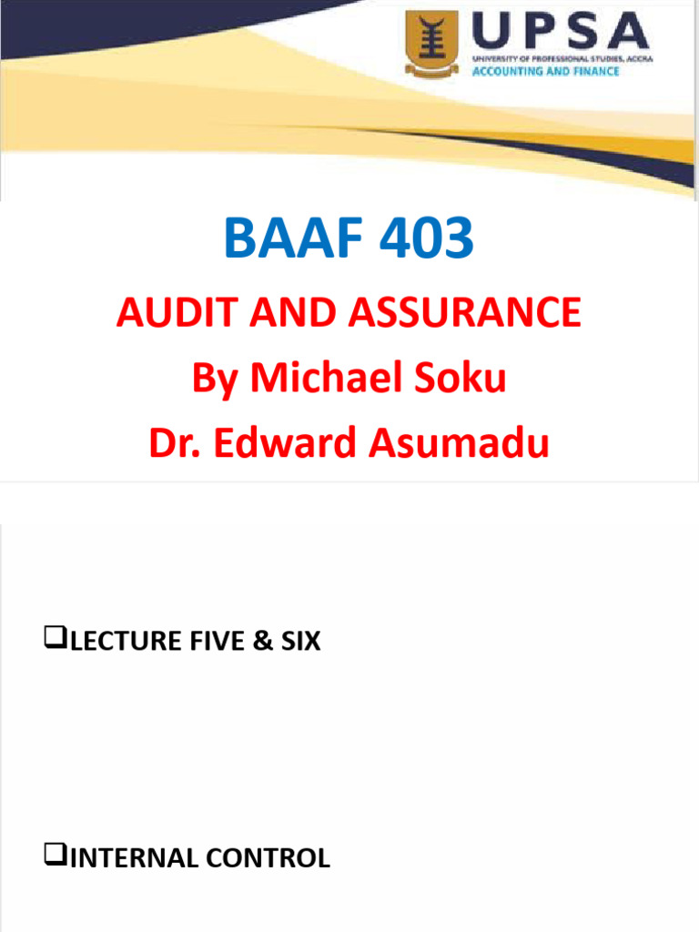 Bact308 - Lecture 5& 6 Internal Controls | Download Free PDF | Internal Control | Internal Audit