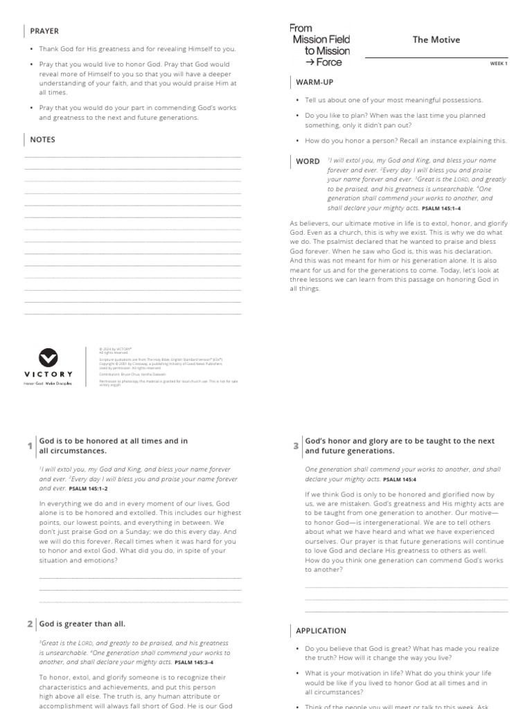 From Mission Field To Mission Force 1 The Motive Print | Download Free PDF | Prayer | English ...