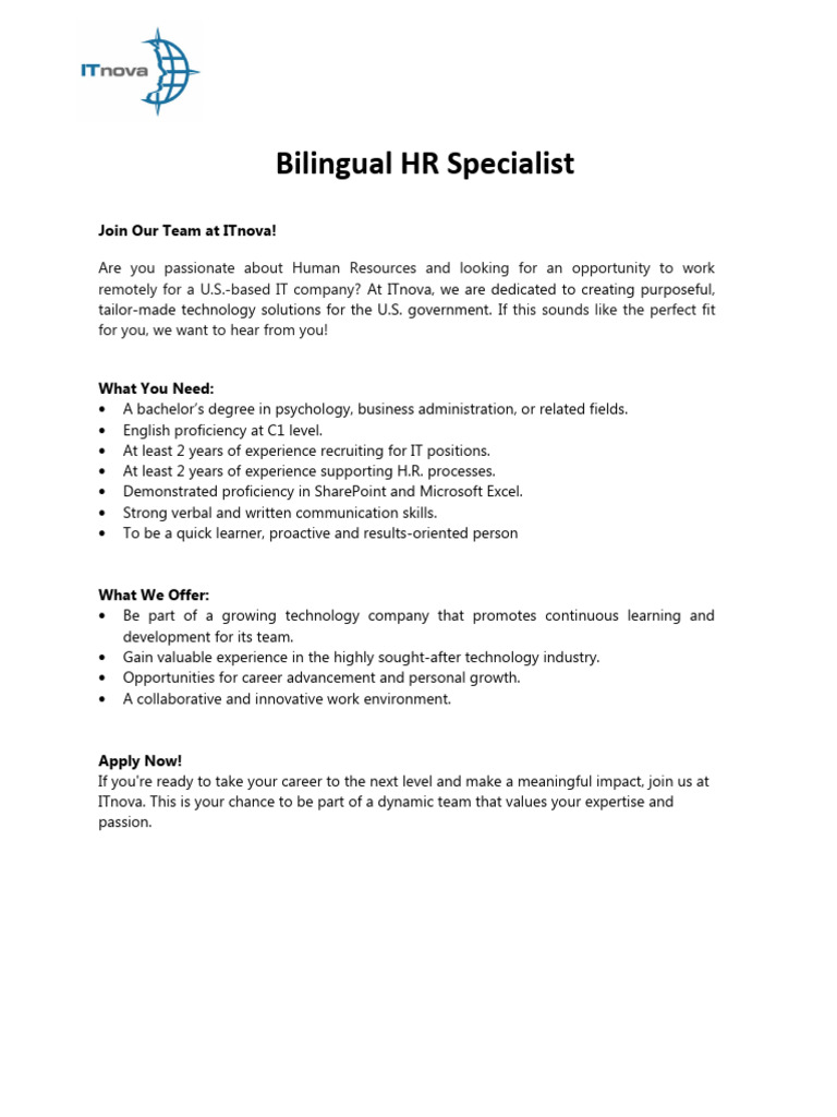 HR Specialist Job Description | PDF