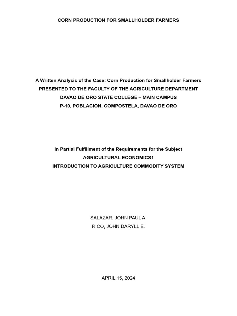 FINALAG-ECON | PDF | Smallholding | Sustainable Agriculture