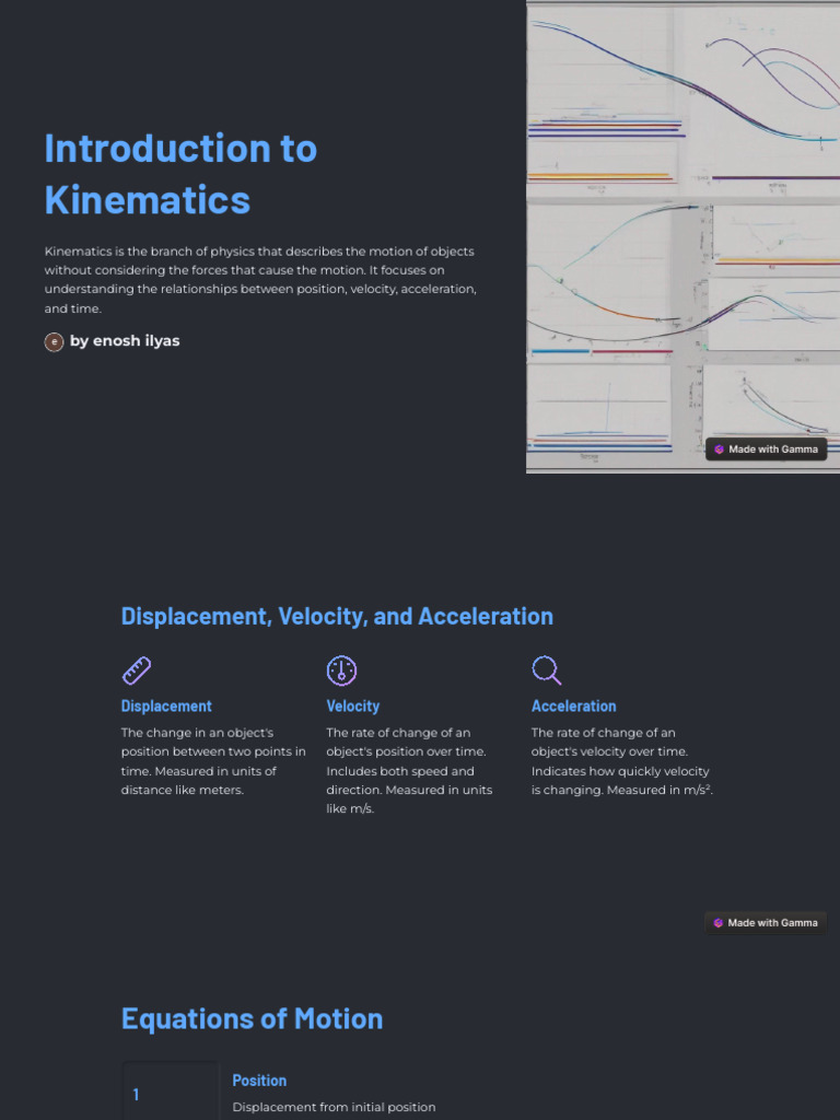 Introduction To Kinematics | PDF | Acceleration | Kinematics