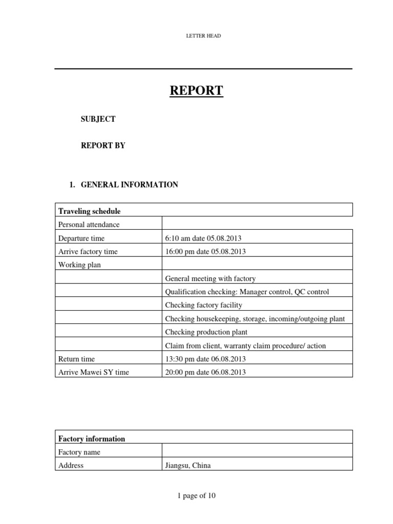 Sample of Report Factory Visiting | PDF | Warehouse | Quality ...