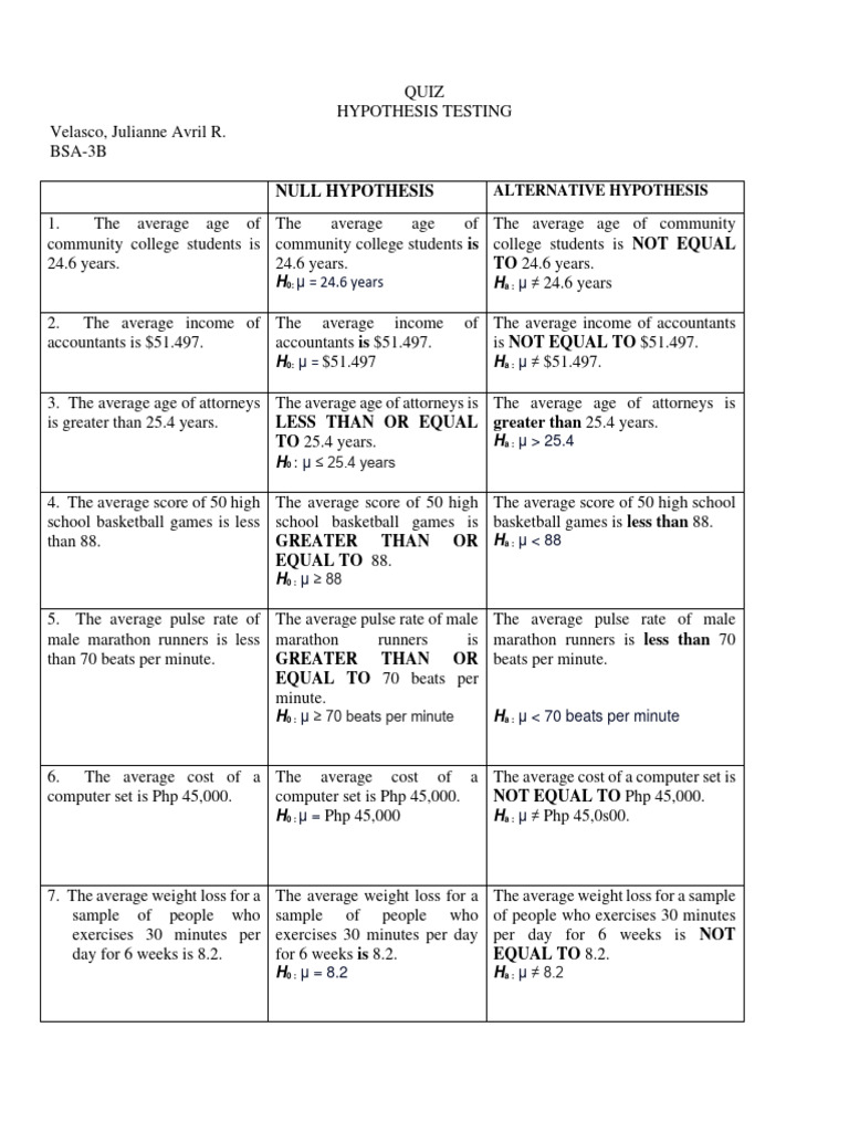 QUIZ Hypothesis testing | PDF | Statistical Theory | Science QUIZ Hypothesis testing | PDF | Statistical Theory | Science