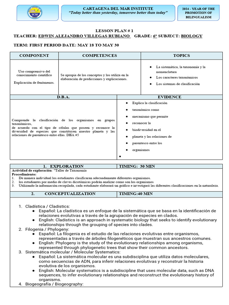 Lesson plan 6 Biology (May 17 to May 30) (1) | Descargar gratis PDF ...