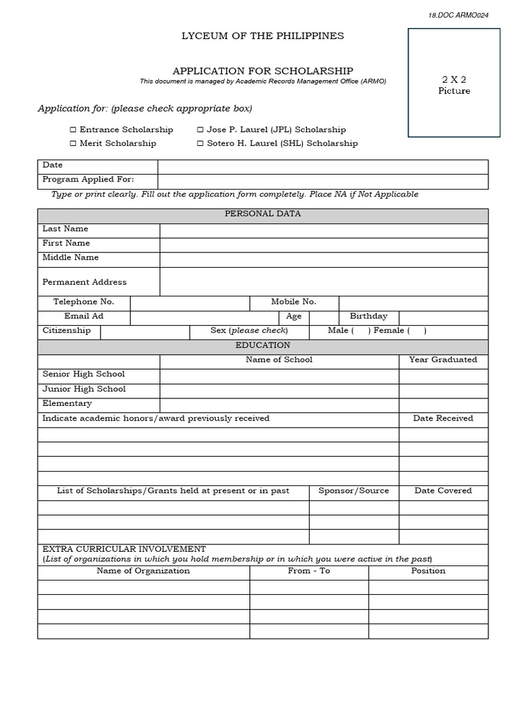 Scholarship Application Form | PDF