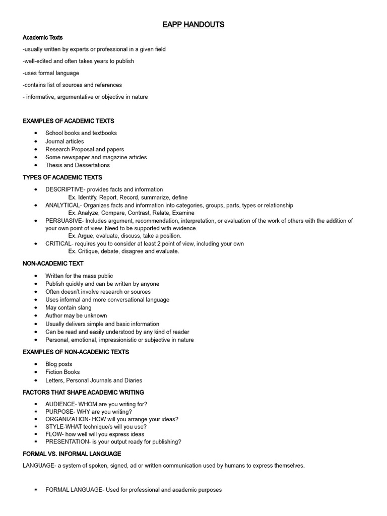 EAPP-HANDOUTS_104153 | PDF | Plagiarism | Human Communication