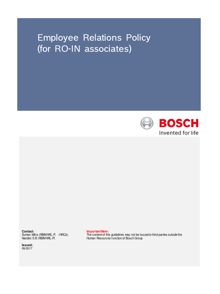 Principle 3 Employee Relations Policy | PDF | Employment | Regulatory ...