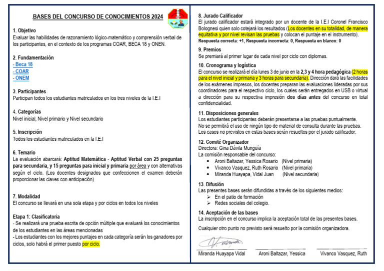 Base de Concurso Conocimientos-2024 | PDF