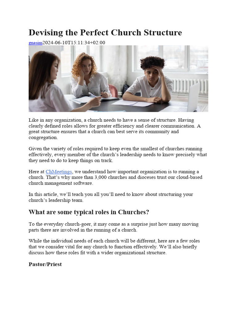 Church Leadership Structure Guide | PDF | Elder (Christianity) | Pastor