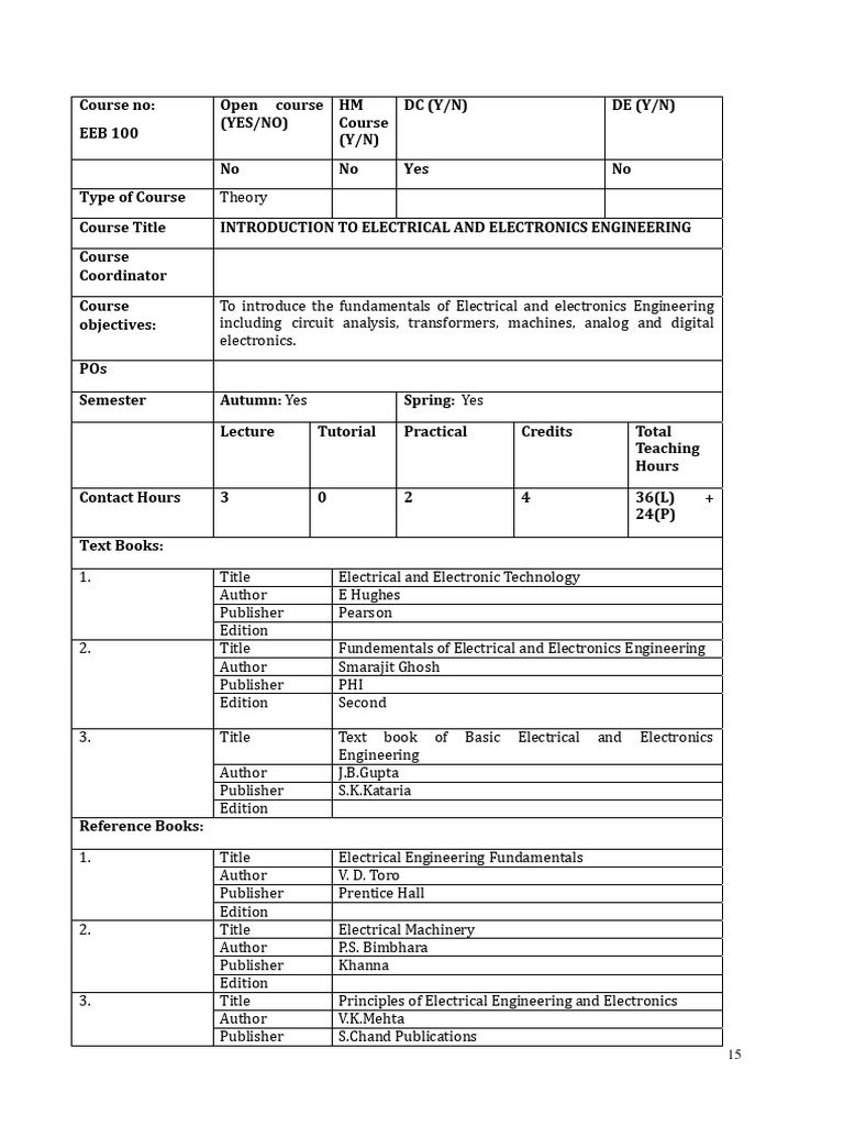 Syllabus | PDF | Electrical Network | Alternating Current