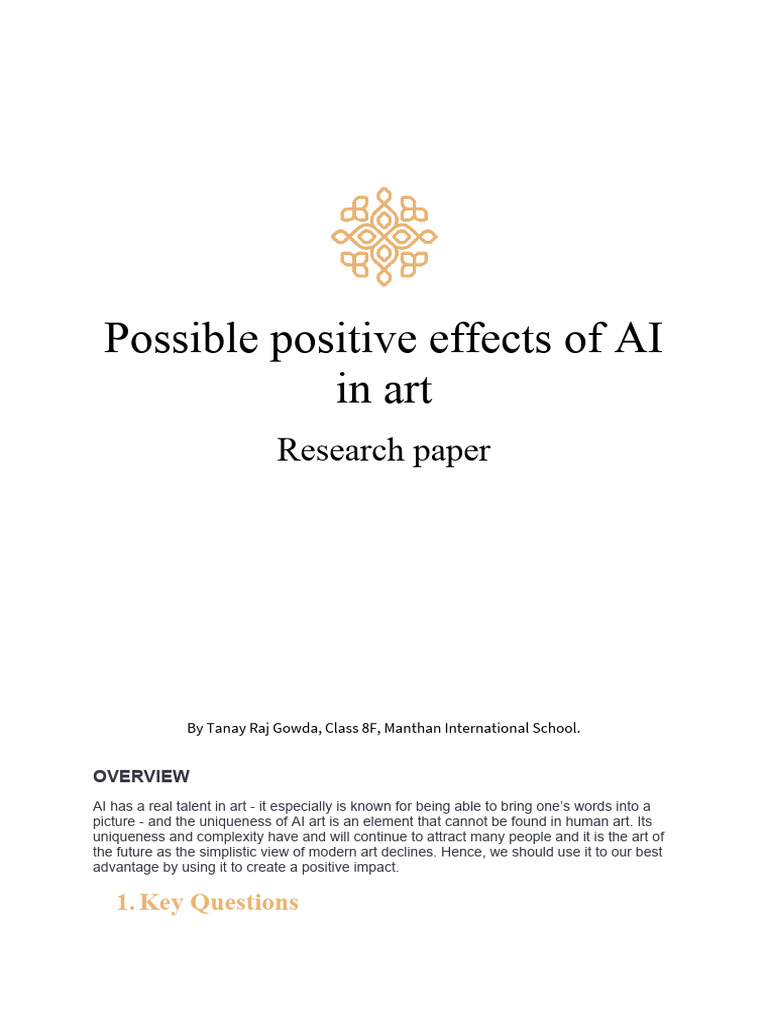 Possible Positive Effects of AI in Art | PDF | Artificial Intelligence ...