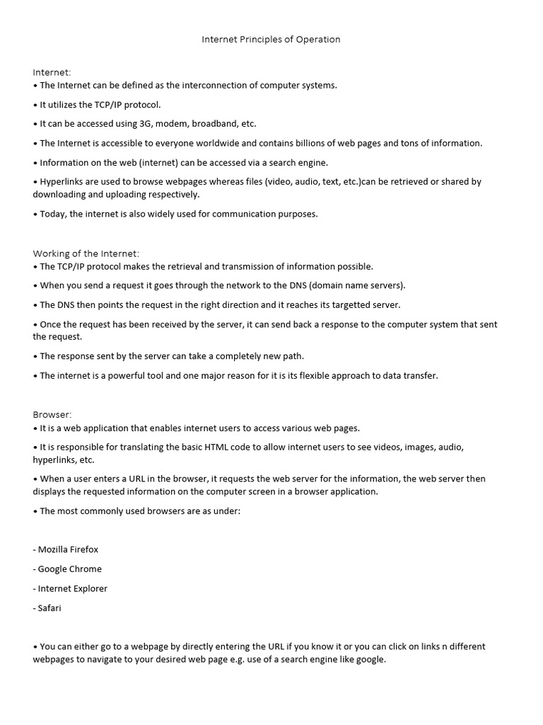Internet Principles of Operation | PDF | World Wide Web | Internet & Web
