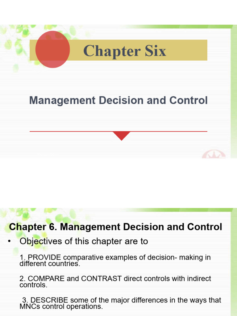 Chapter 6. Management Decision and Control | PDF | Decision Making ...