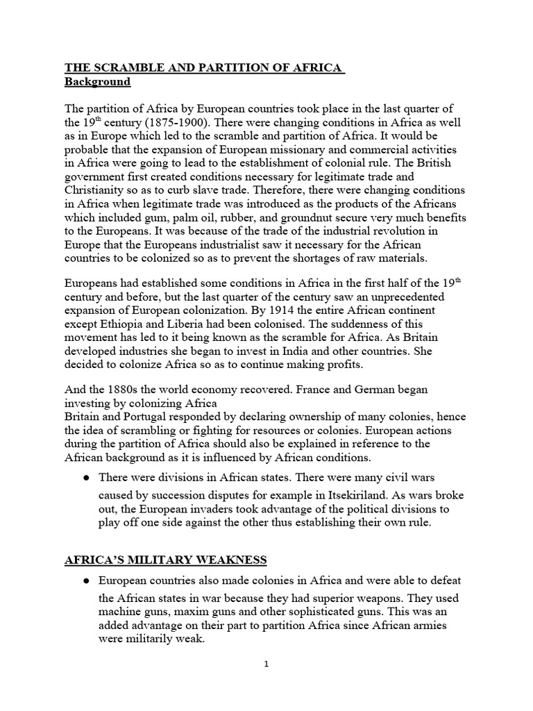 The Scramble and Partition of Africa | PDF | German Empire | Africa