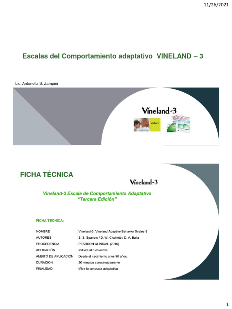 La Conducta Adaptativa - VABS 3 - VINELAND 3 - Lectura | PDF | Espectro autista | Discapacidad ...