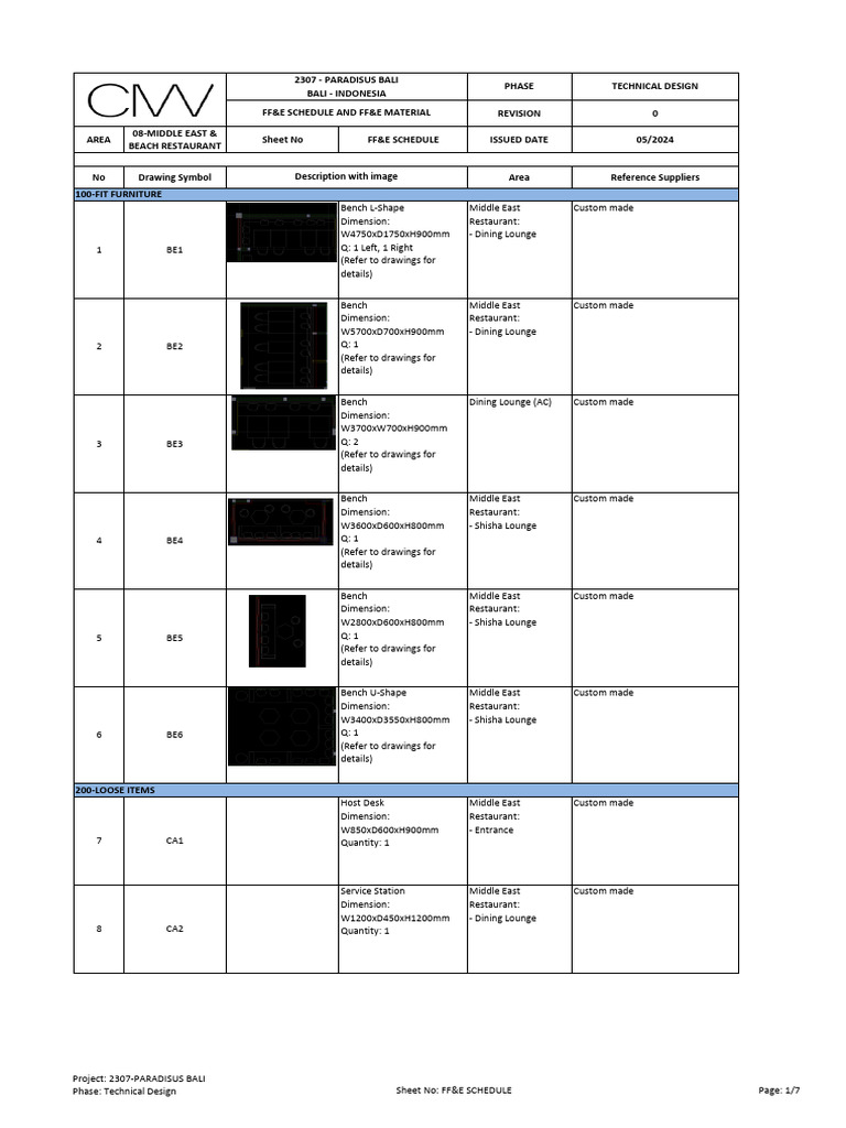5.2307-08-Int-Ff&e Schedule & Ffe Material | PDF | Restaurants ...