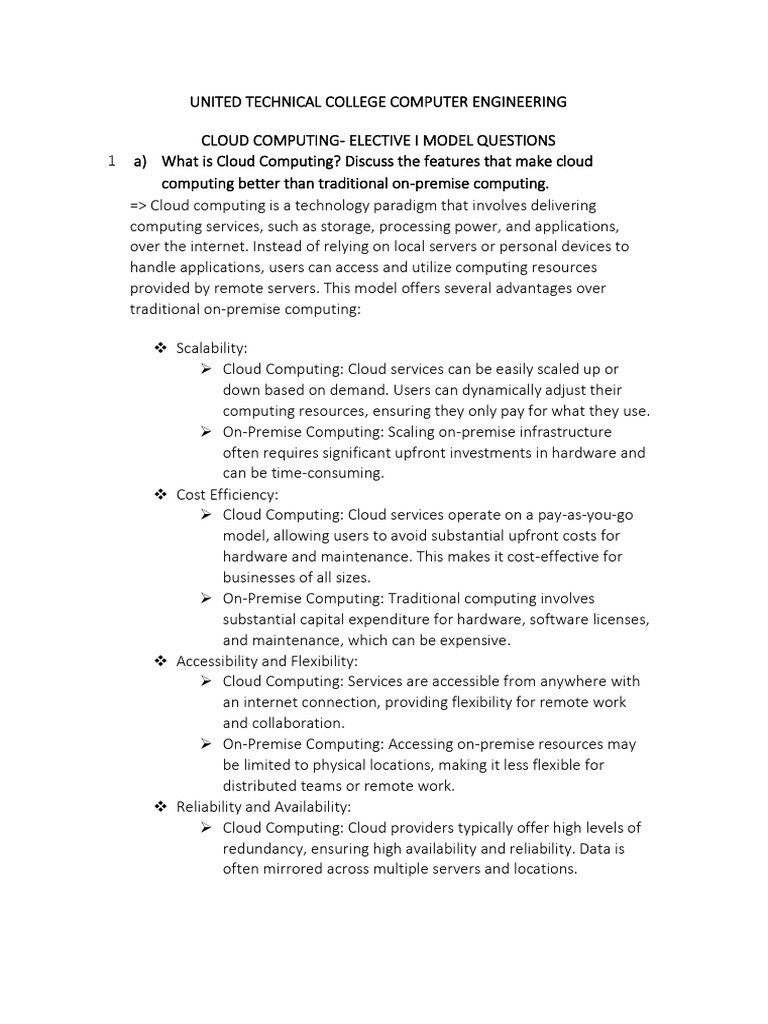 Cloud Computing QT Preparation | PDF | Cloud Computing | Load Balancing (Computing)