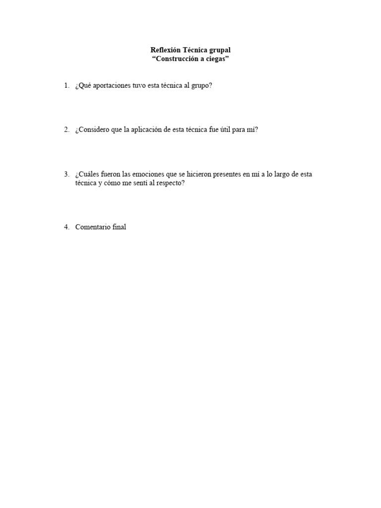 Reflexión Técnica Grupal | PDF | Crecimiento personal y profesional