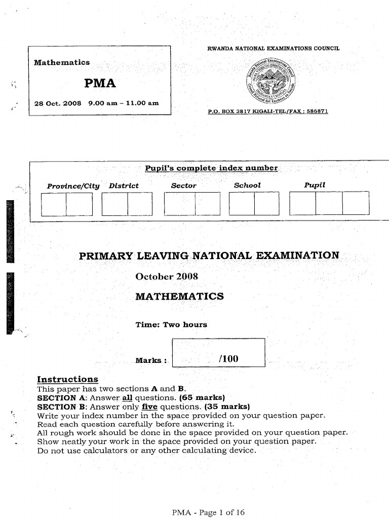 2008 Mathematics Past Paper | PDF