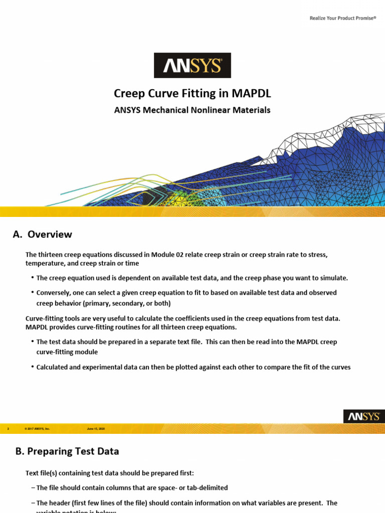 Creep Curve Fitting in MAPDL: ANSYS Mechanical Nonlinear Materials | PDF | Creep (Deformation ...