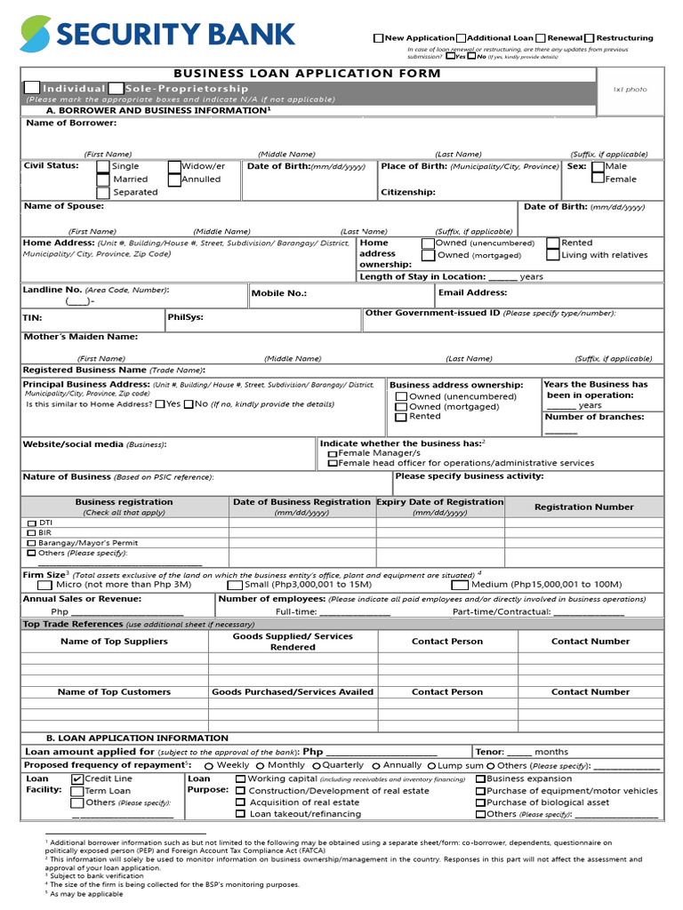 SBLAF - Fillable TYPE - BML ISP 121223 | PDF | Loans | Banks