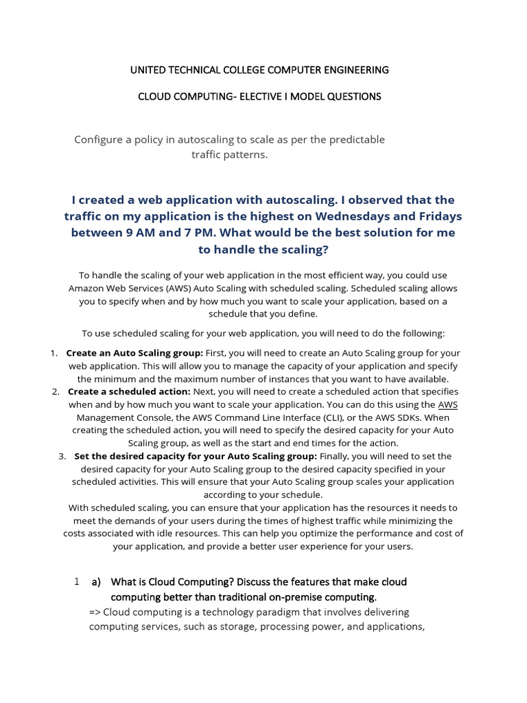 Cloud Computing QT Preparation | PDF | Cloud Computing | Scalability