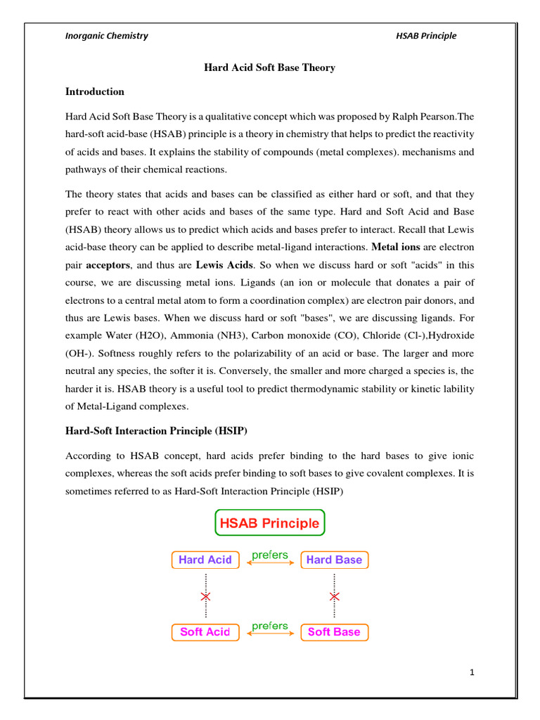 HSAB Principle | PDF | Ion | Coordination Complex