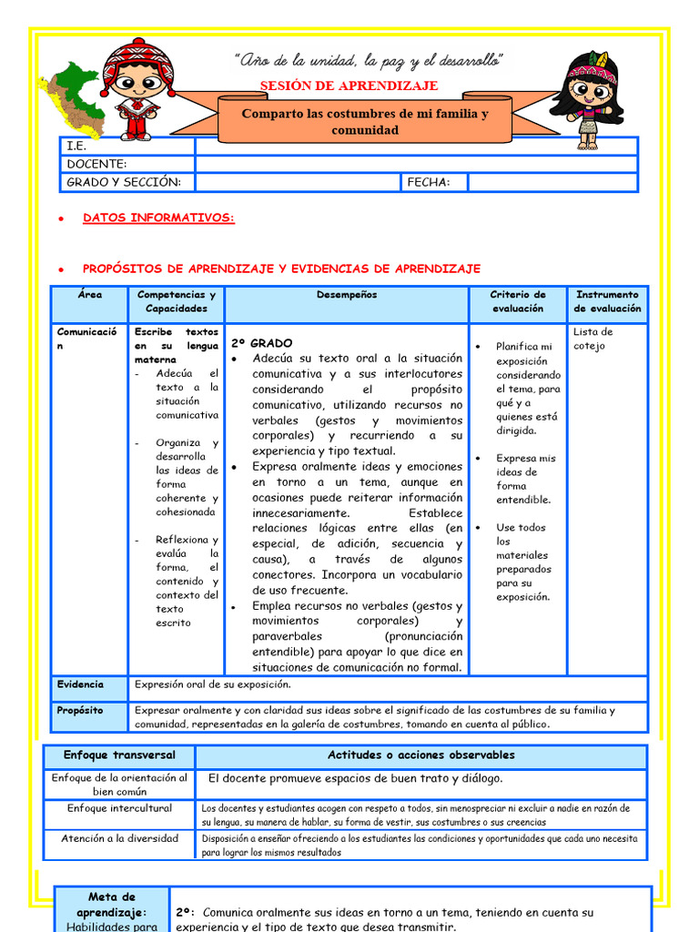 2º E5 S3 SESION D3 COM COMPARTO LAS COSTUMBRES DE MI FAMILIA Y ...