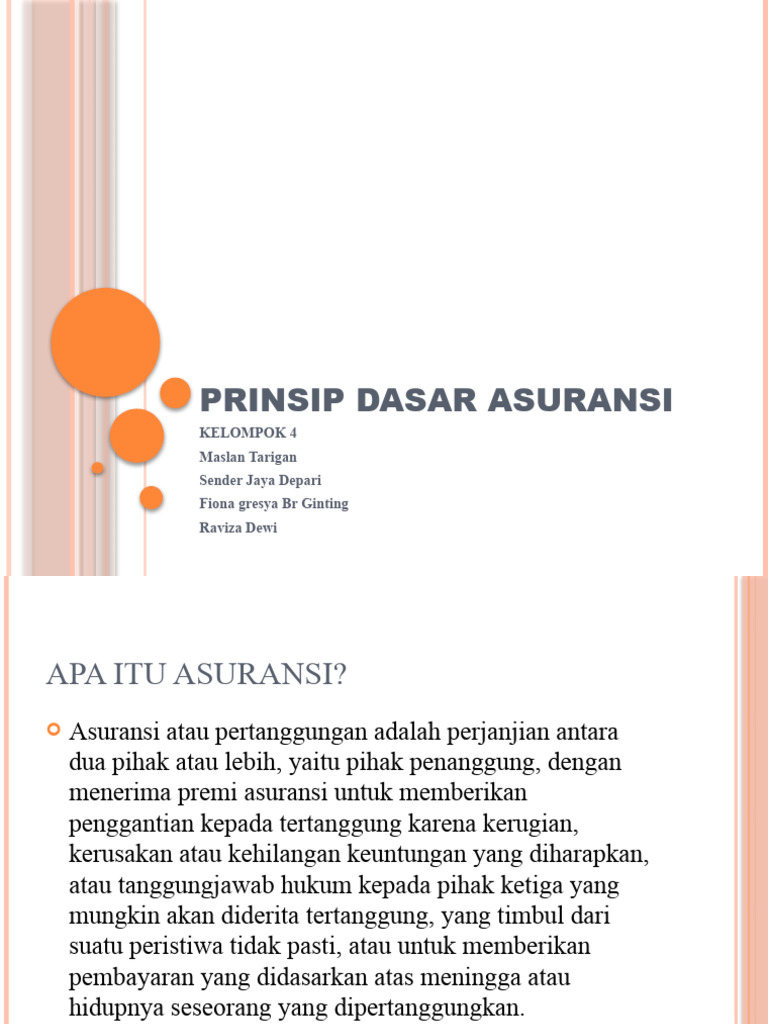 Prinsip Dasar Asuransi PPT Maslan | PDF | Ilmu Sosial | Hukum