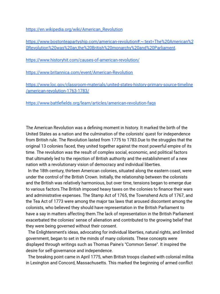 Final History | PDF | American Revolution | The United States