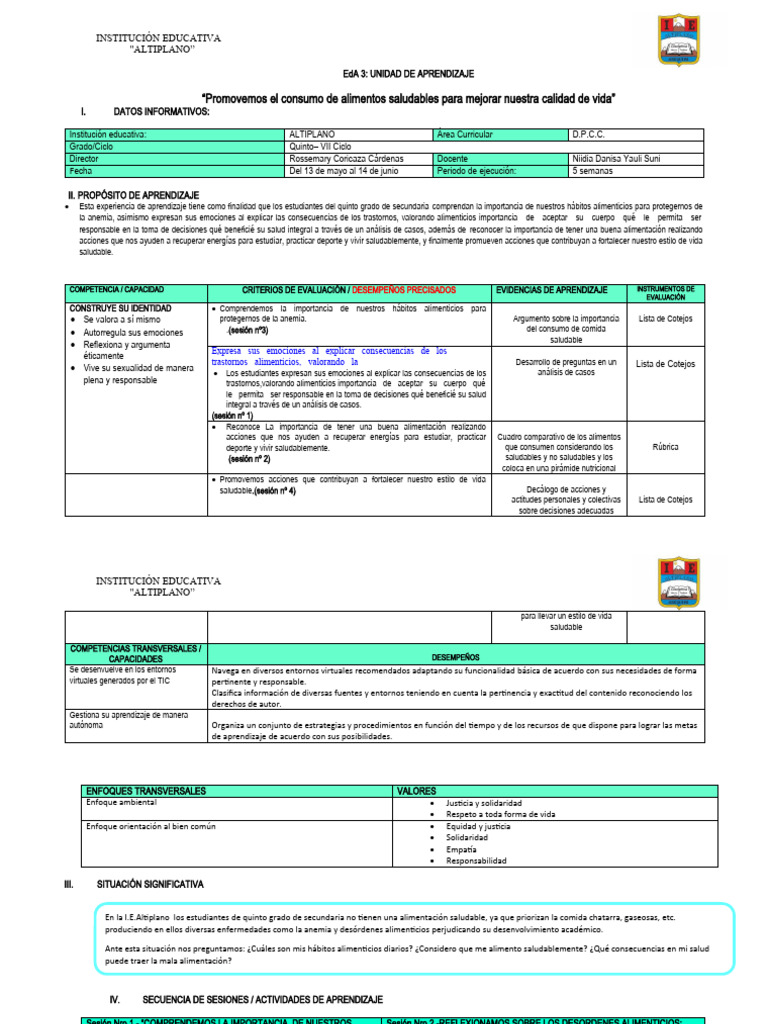 Unidad Iii Dpcc 2024 Terminado Pdf Aprendizaje Evaluación 1527