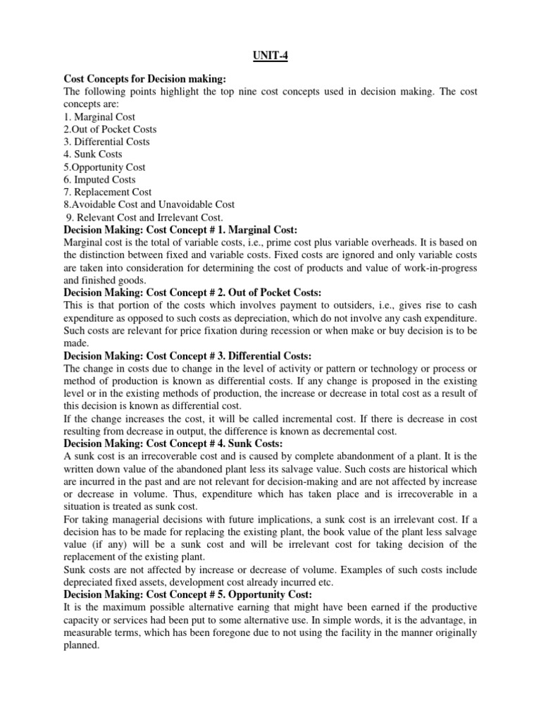 Key Cost Concepts for Decision Making | PDF | Business Economics | Business