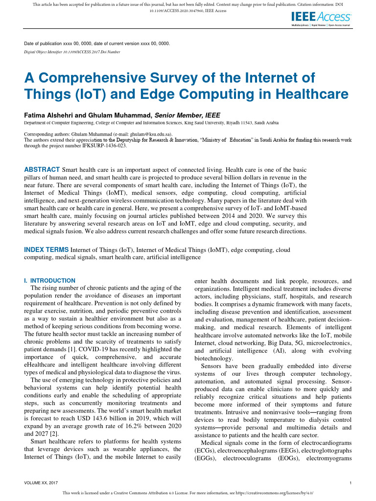 A Comprehensive Survey Of The Internet Of Things I Pdf Internet Of Things Medical Imaging