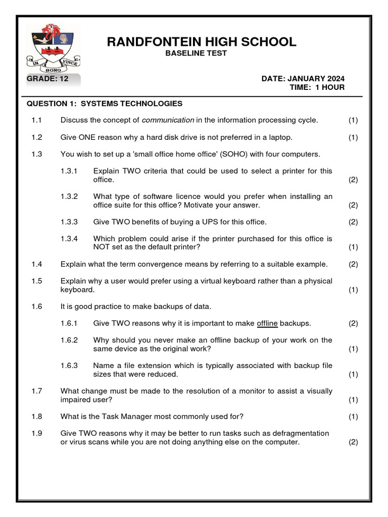 Grade 12 Baseline | PDF | Backup | Computer File