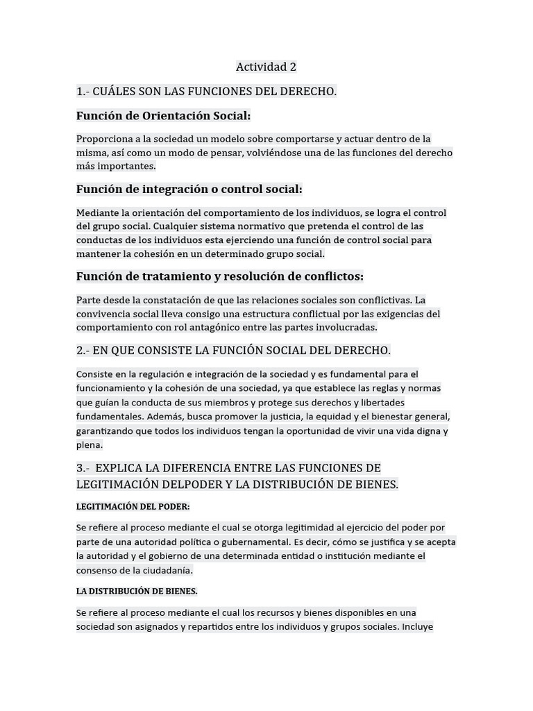 Introduccion Al Derecho Actividad 2 Pdf Comportamiento Sociedad