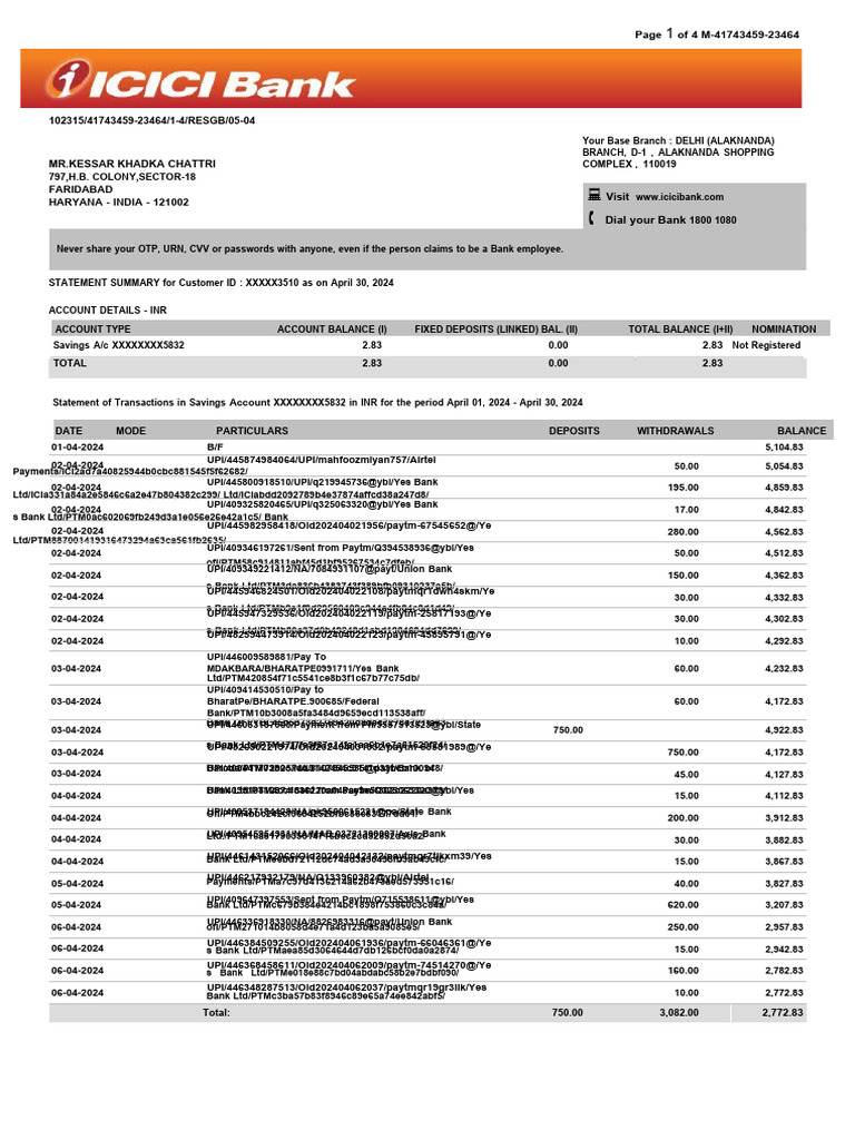 Statement 2024MTH04 510549013 Unlocked | PDF | Debit Card | Banks