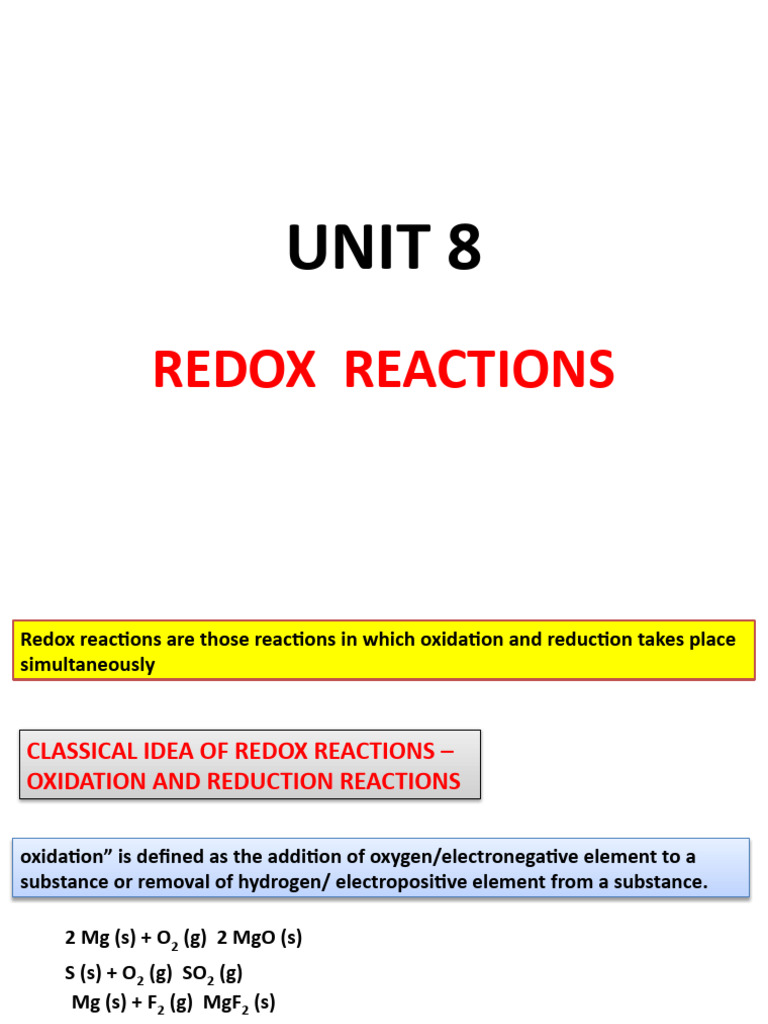Understanding Redox Reactions and Electron Transfer | PDF | Redox ...