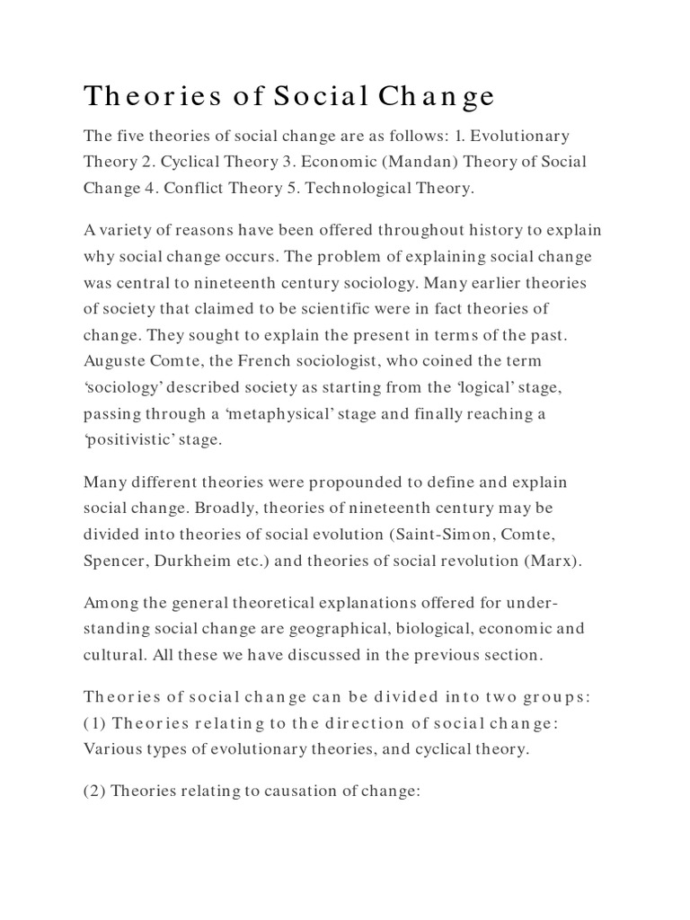 Theories of Social Change | PDF | Dialectic | Sociocultural Evolution