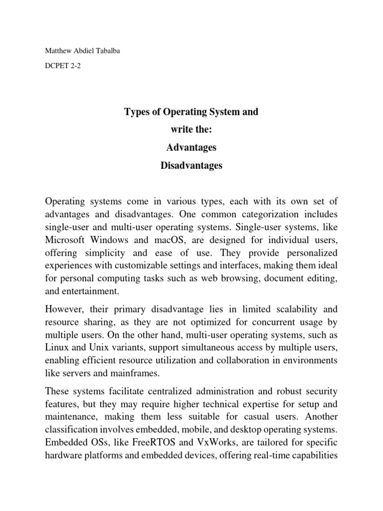 Types of Operating System | PDF | Operating System | Application Software Types of Operating System | PDF | Operating System | Application Software