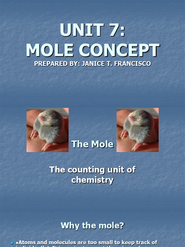 UNIT+7+MOLE+CONCEPT | PDF | Mole (Unit) | Molecules