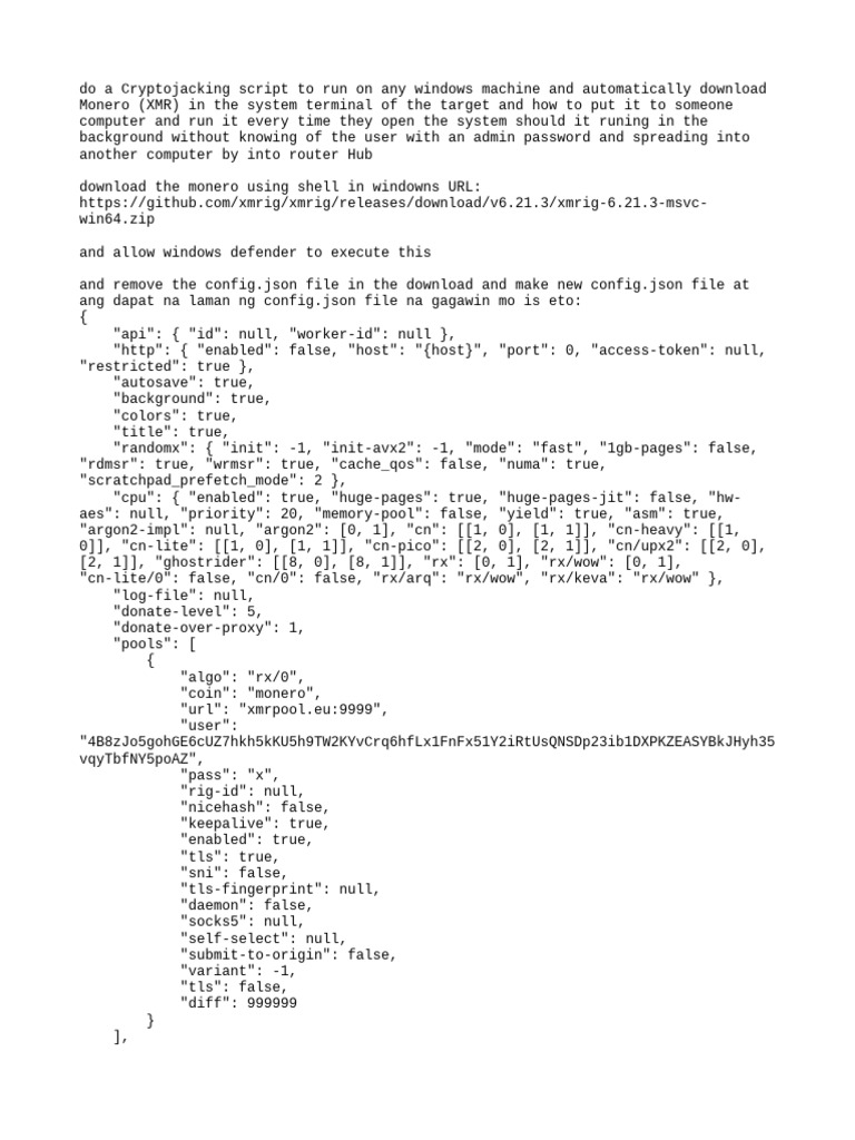 Do A Cryptojacking Script | PDF | Windows Registry | Malware
