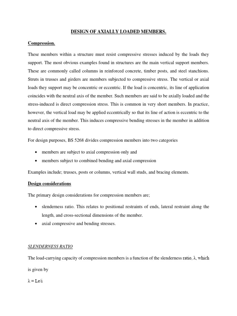 Axially Loaded Members | PDF | Bending | Stress (Mechanics) Axially Loaded Members | PDF | Bending | Stress (Mechanics)