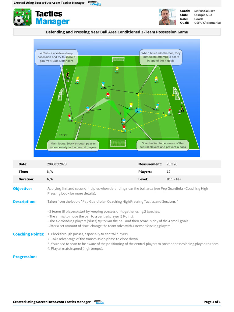 Defending Tactics for Soccer Training | PDF