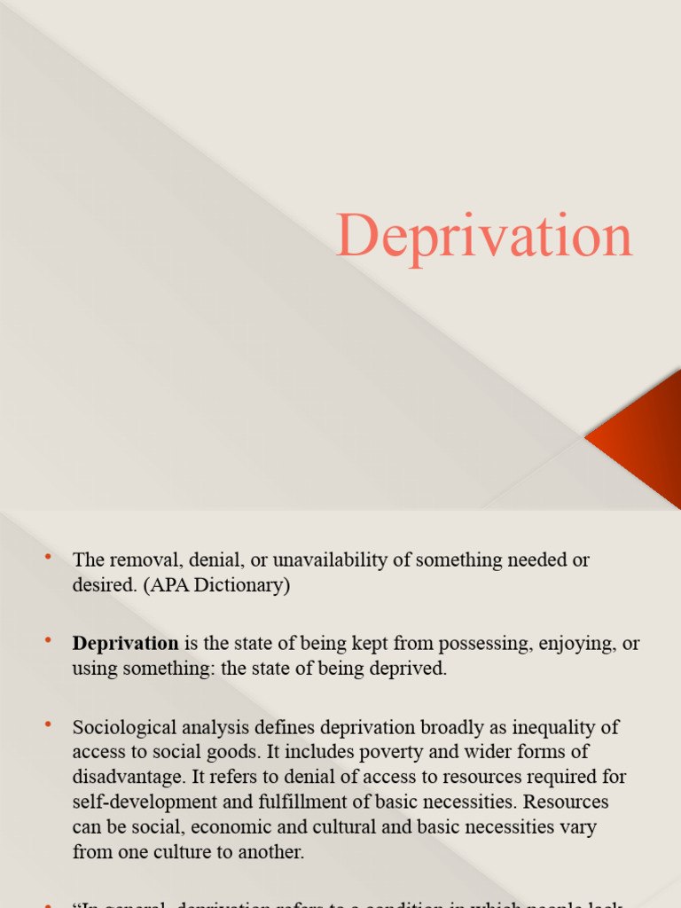 Deprivation | PDF | Poverty | Poverty & Homelessness