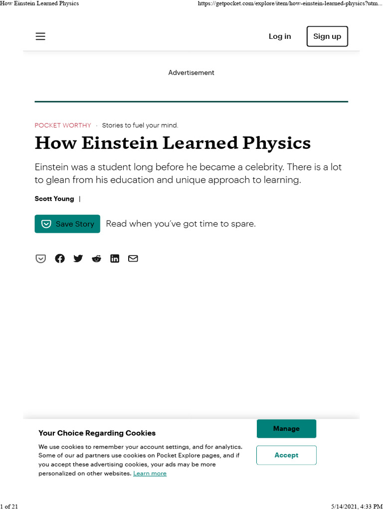 How Einstein Learned Physics | PDF | Http Cookie | Albert Einstein