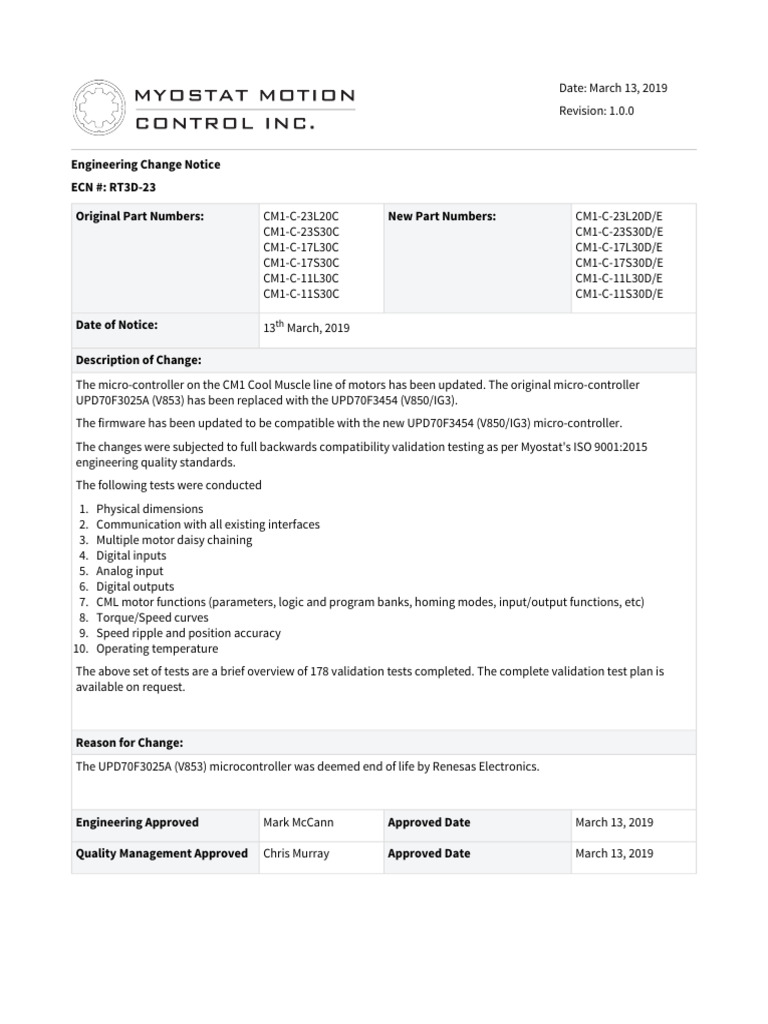 Basic Engineering Change Notice | PDF