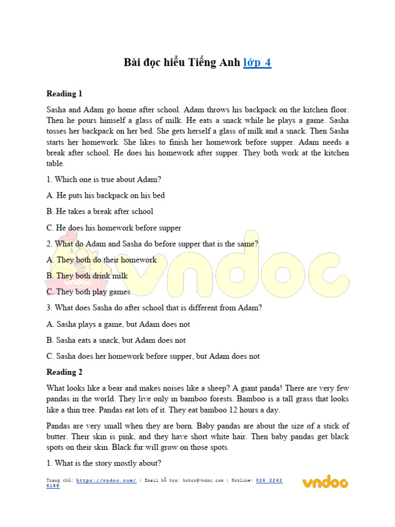 bai-doc-hieu-tieng-anh-lop-4 | PDF | Tooth | Veterinary Medicine