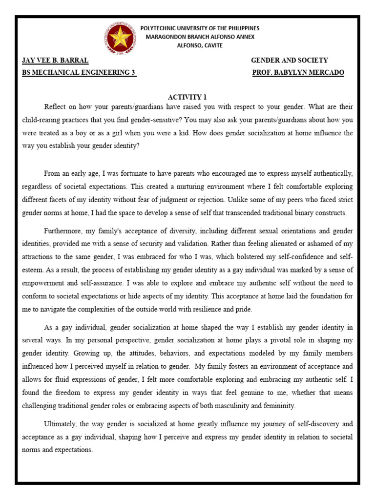 BARRAL_ACTIVITY01 | PDF | Gender Studies | Gender